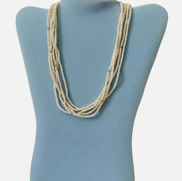 Jewelry | Vintage 5strand 185 White Seed Pearl Necklace 14k Ocp Beads ...